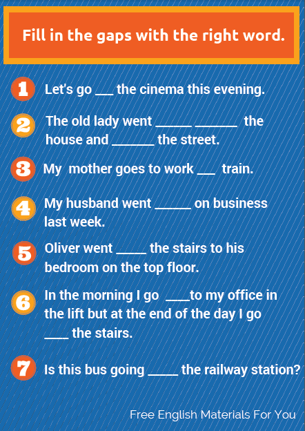 Quiz on prepositions related to the verb ‘to go’ (go/went/gone). – Free ...